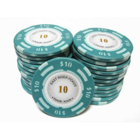25 jetons de poker MC EAST DOLLAR - VERT CLAIR 10