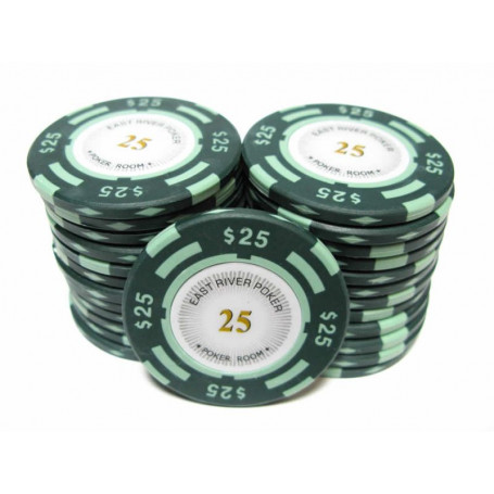 25 jetons MC EAST $ VERT 25 - Eastriverpoker