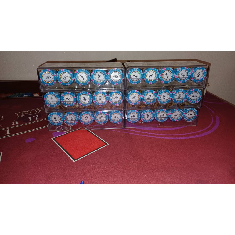 Jetons de Poker EAST MC GOLD BLEU 50